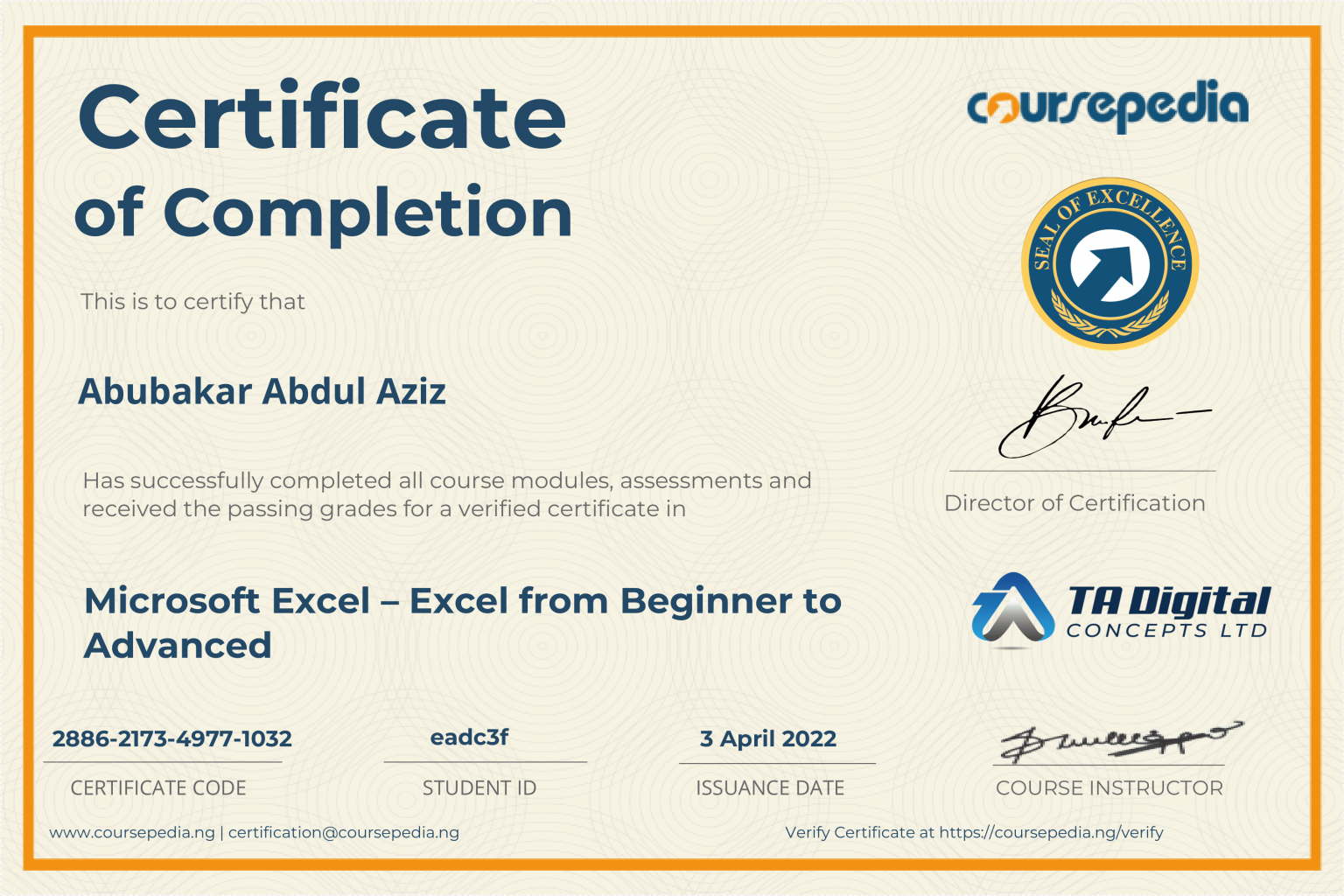 Microsoft Excel – Excel from Beginner to Advanced - Coursepedia